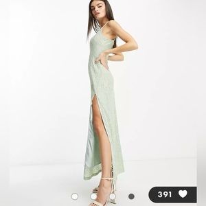 ASOS | Dresses | Nwt Asos Light Green Asymmetrical Top Side Slit Dress ...